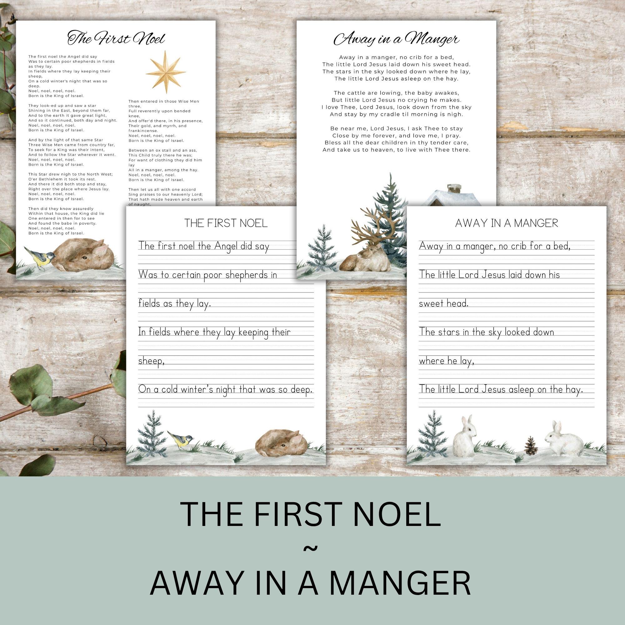 Christmas Carols Print Copywork Bundle, Elementary Homeschool ...