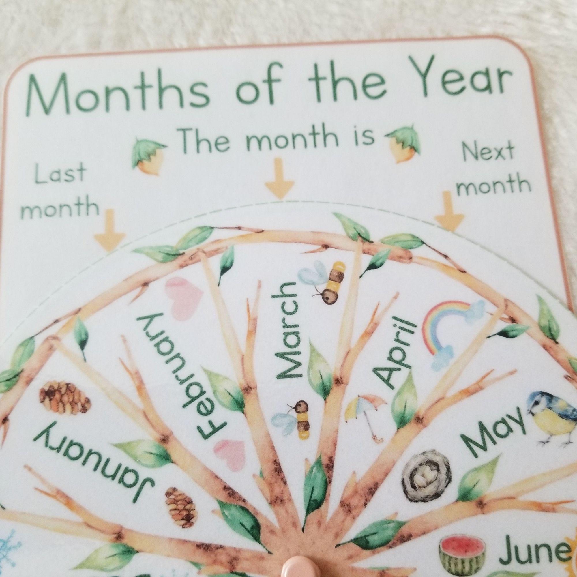 Months of the Year Preschool Calendar Wheels, Circle Time Printable for ...