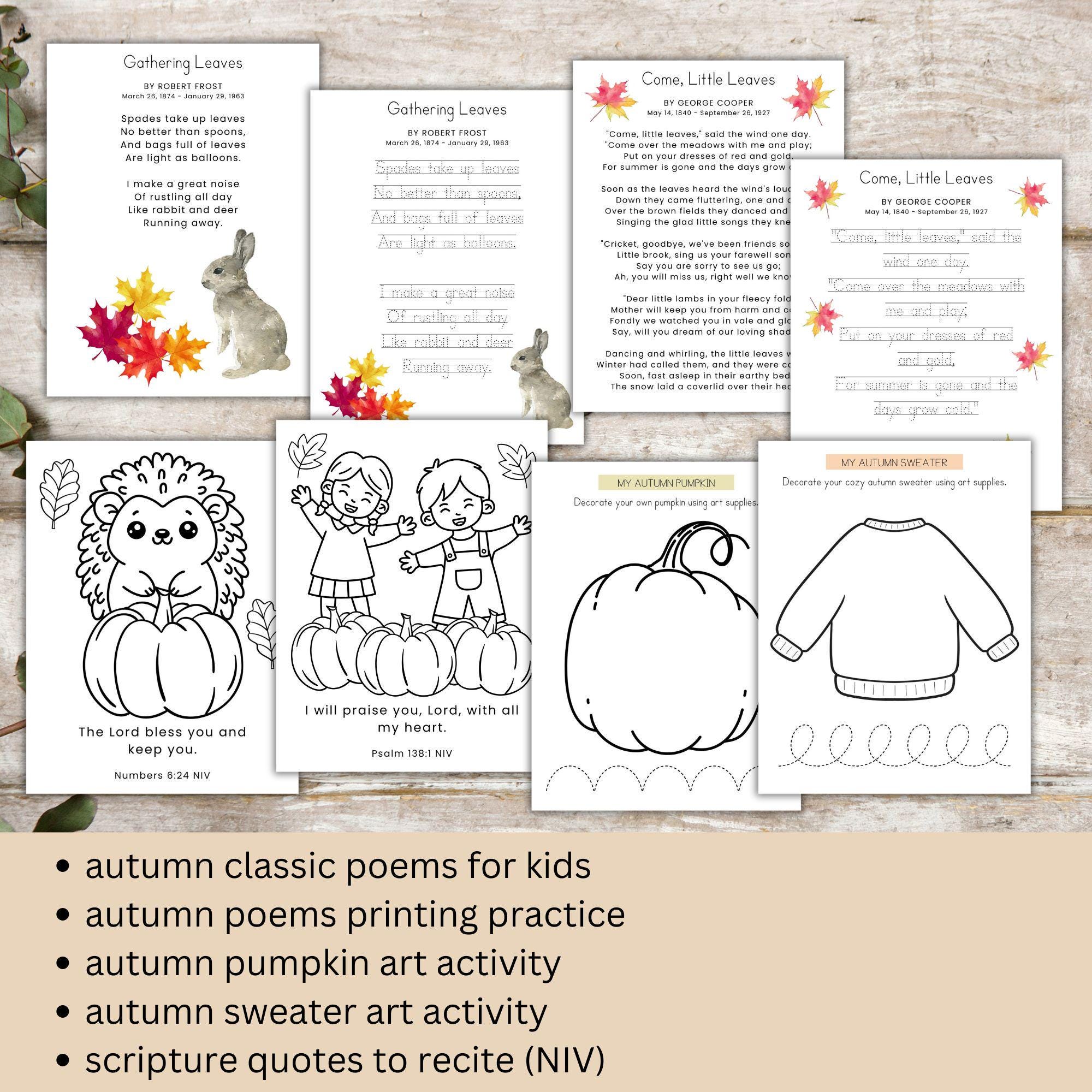 October Preschool Morning Menu, Autumn and Fall Theme Morning Workbook ...