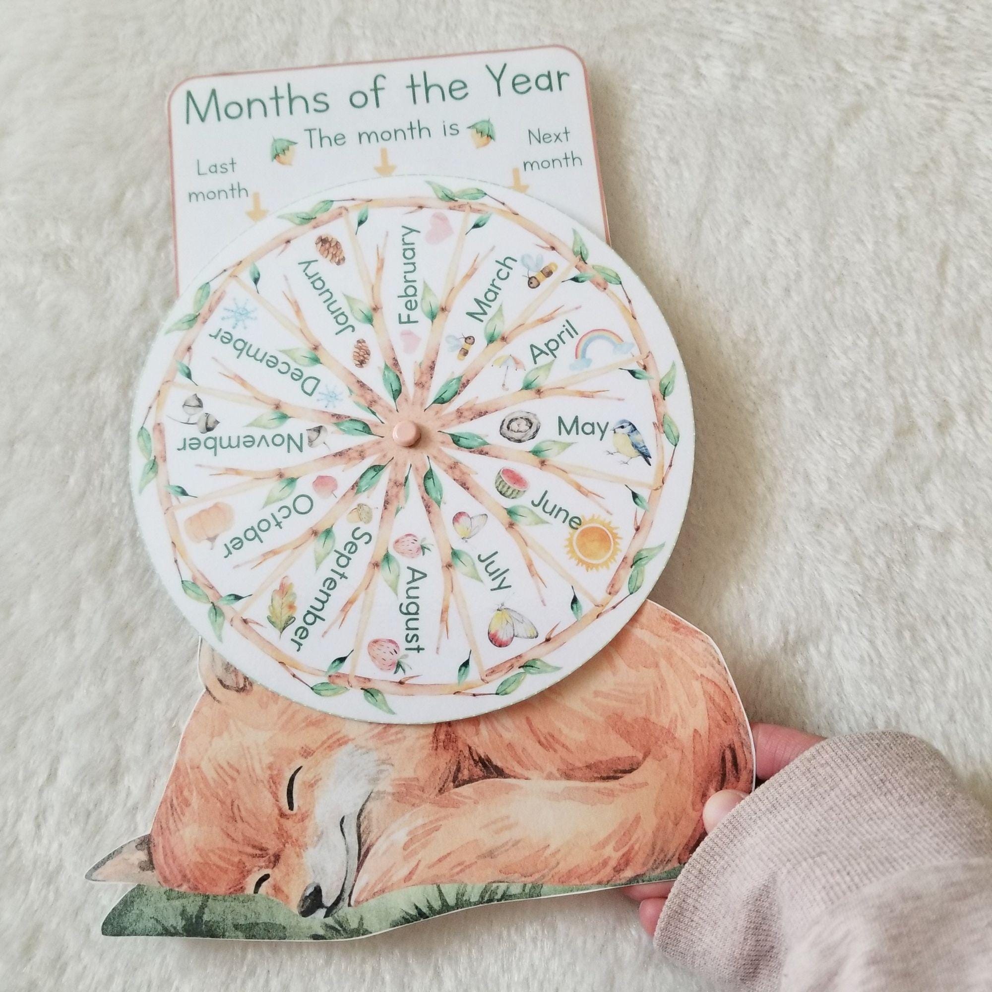 Months of the Year Preschool Calendar Wheels, Circle Time Printable for ...