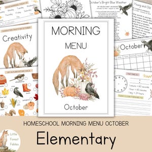 October Homeschool Morning Menu, Elementary Morning Menu Workbook ...
