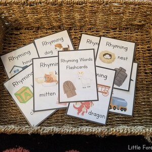 Rhyming Words Printable Flashcards for Kids, ELA Classroom Flashcards ...