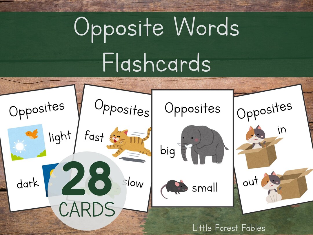 Opposite Words Printable ELA Flashcards for Kids, ELA Teacher ...