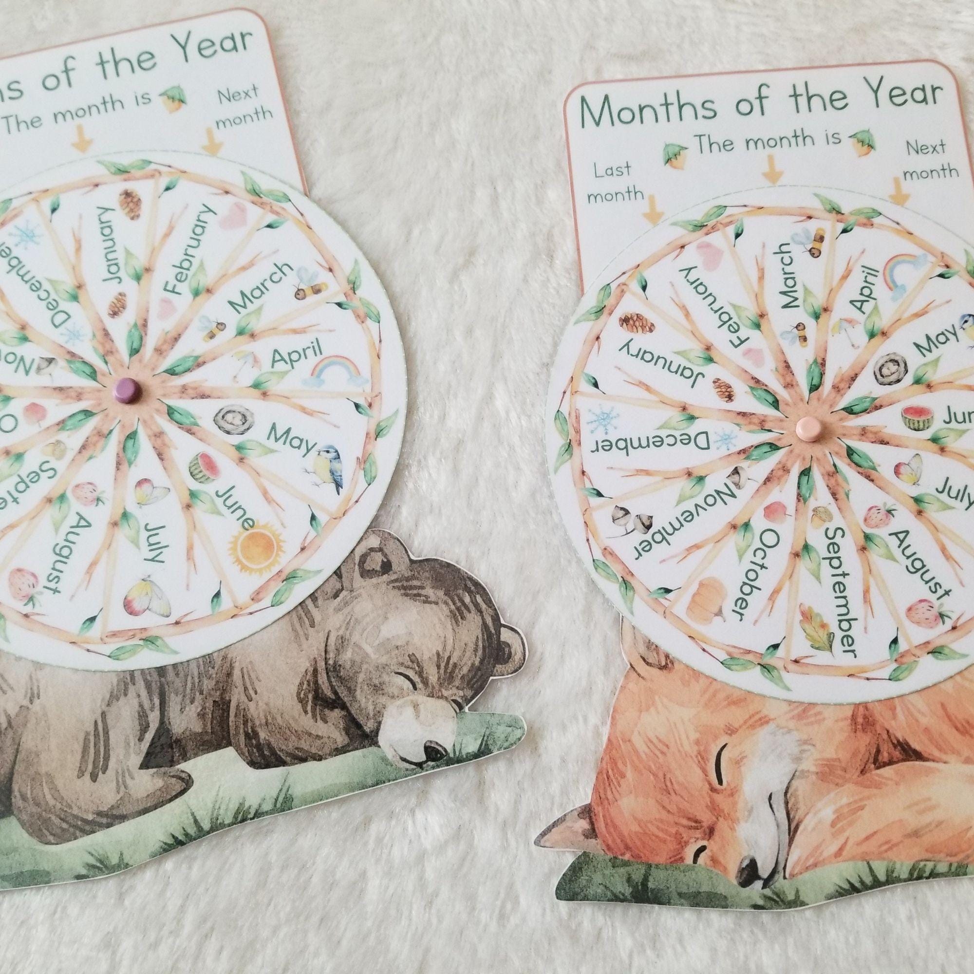 Months of the Year Preschool Calendar Wheels, Circle Time Printable for ...
