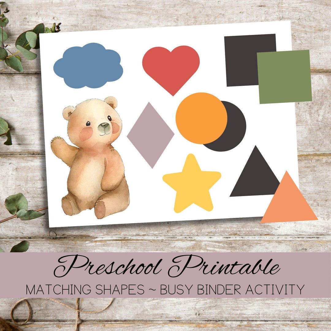 Matching Shapes Busy Binder Activity, Toddler and Preschool Busy Book ...