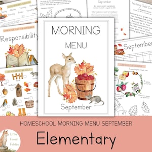 September Homeschool Morning Menu, Autumn Morning Menu Pages, Fall ...