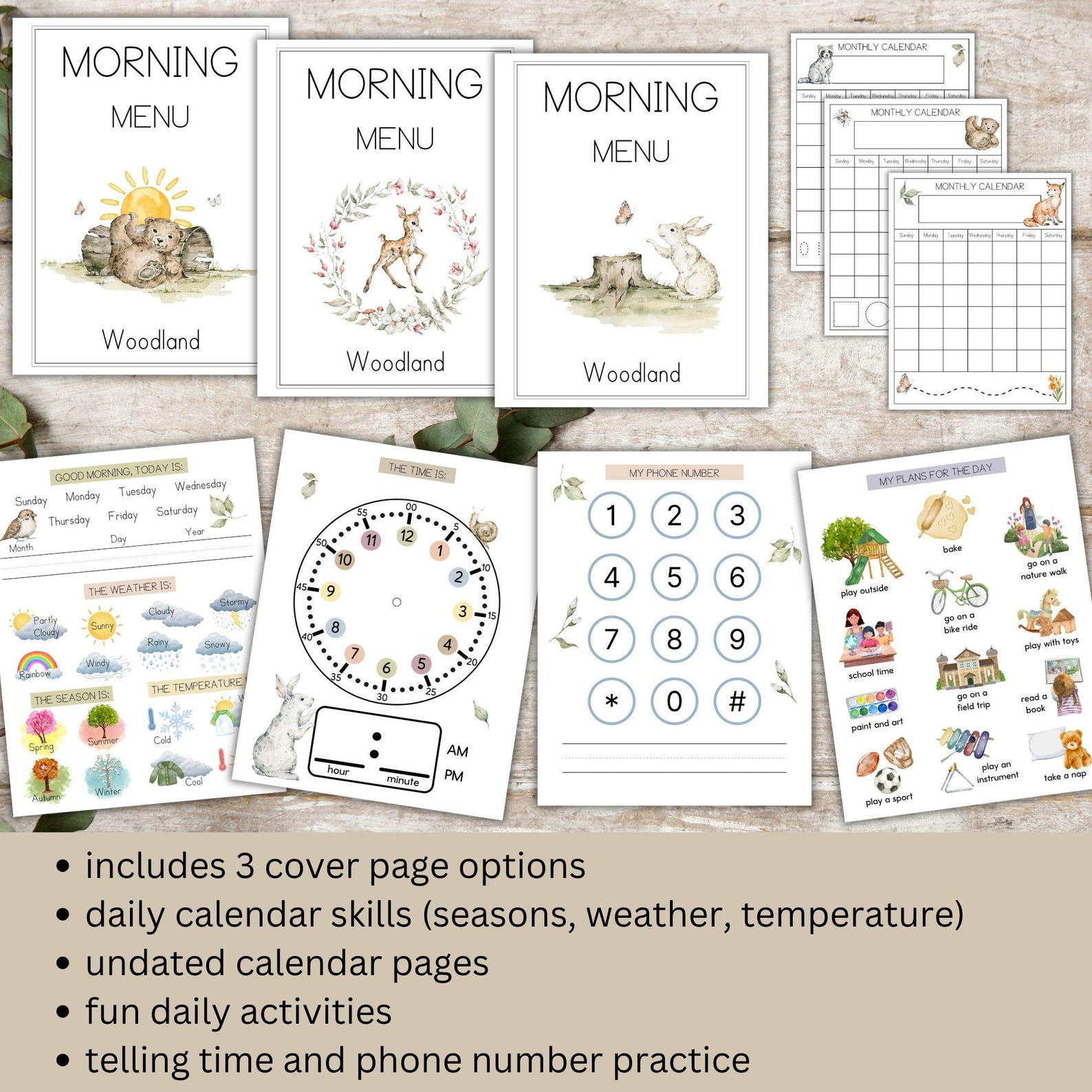 Preschool Kindergarten Morning Menu, Homeschool Morning Menu for Kids ...