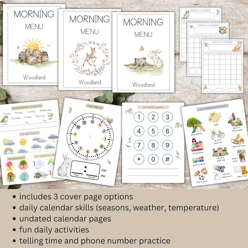 Preschool Kindergarten Morning Menu, Homeschool Morning Menu for Kids ...