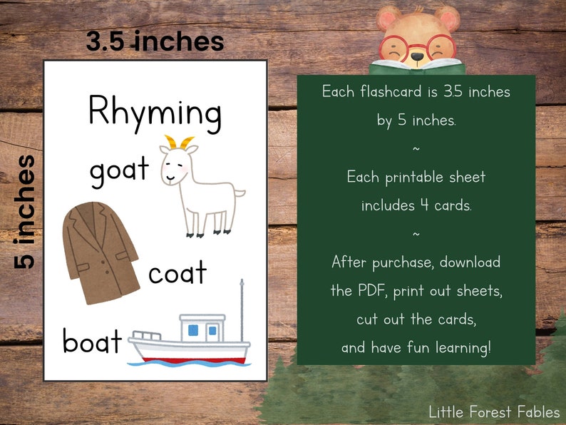 Rhyming Words Printable Flashcards for Kids, ELA Classroom Flashcards ...