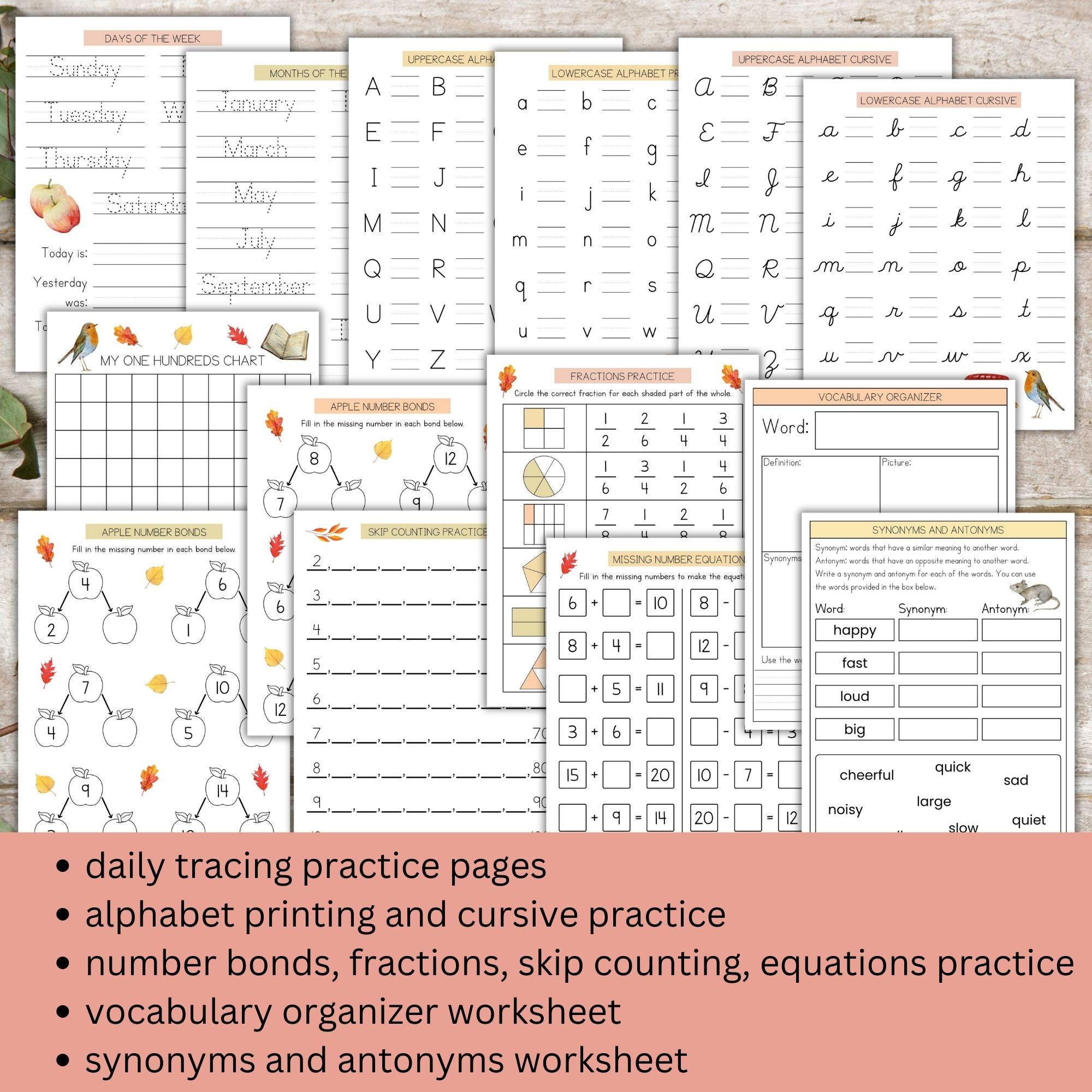 September Homeschool Morning Menu, Autumn Morning Menu Pages, Fall ...