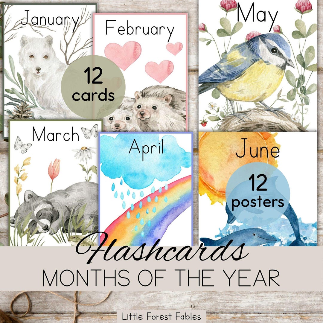 Months of the Year Flashcards for Kids, Homeschool Flashcards ...