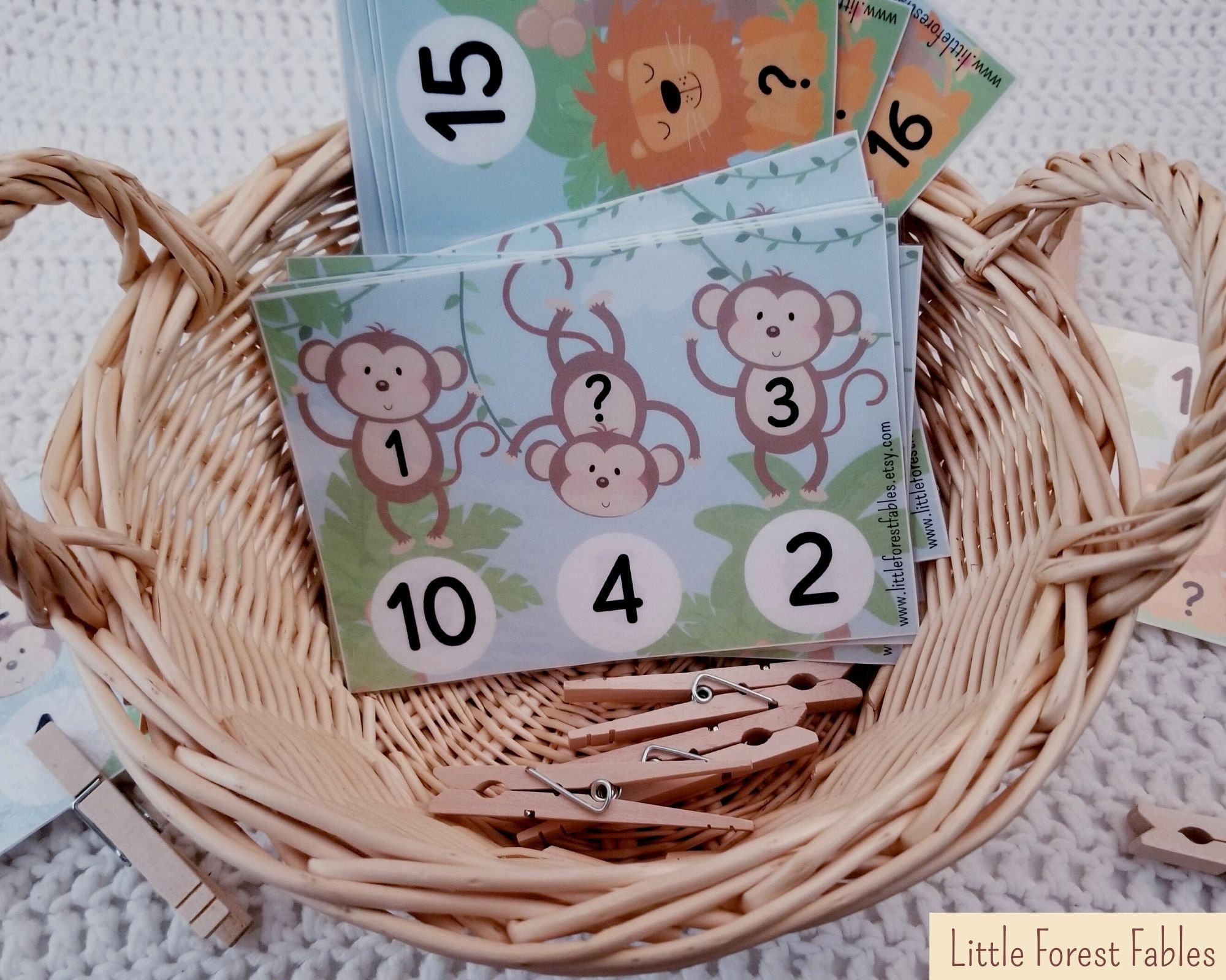 Jungle Animals Missing Numbers Clip Cards 1 to 20, Toddler Preschool ...