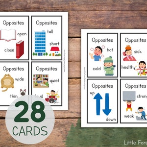 Opposite Words Printable ELA Flashcards for Kids, ELA Teacher ...