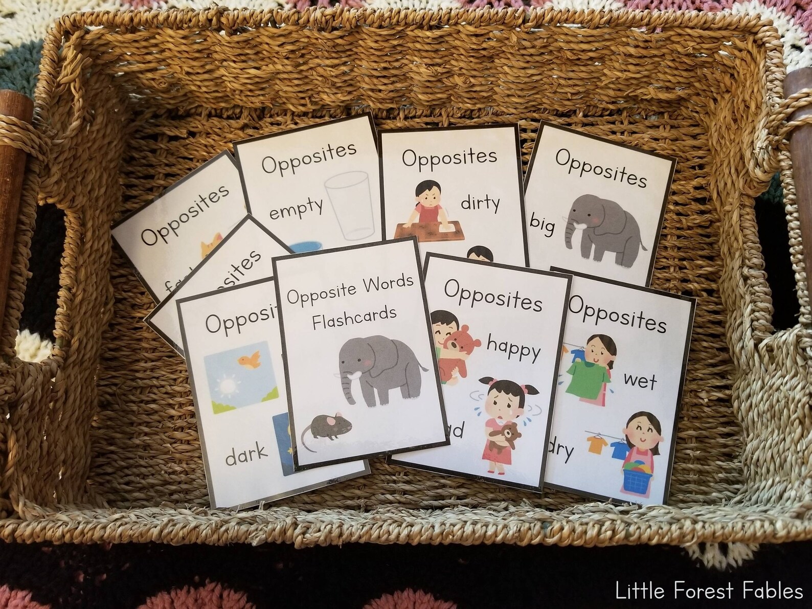 Opposite Words Printable ELA Flashcards for Kids, ELA Teacher ...