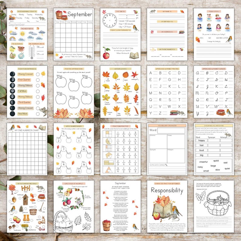 September Homeschool Morning Menu, Autumn Morning Menu Pages, Fall Morning Menu Elementary ...