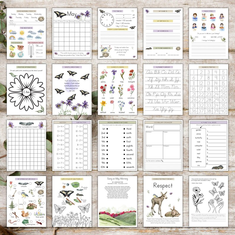 May Morning Menu Homeschool, Elementary Morning Menu Worksheets, Spring ...