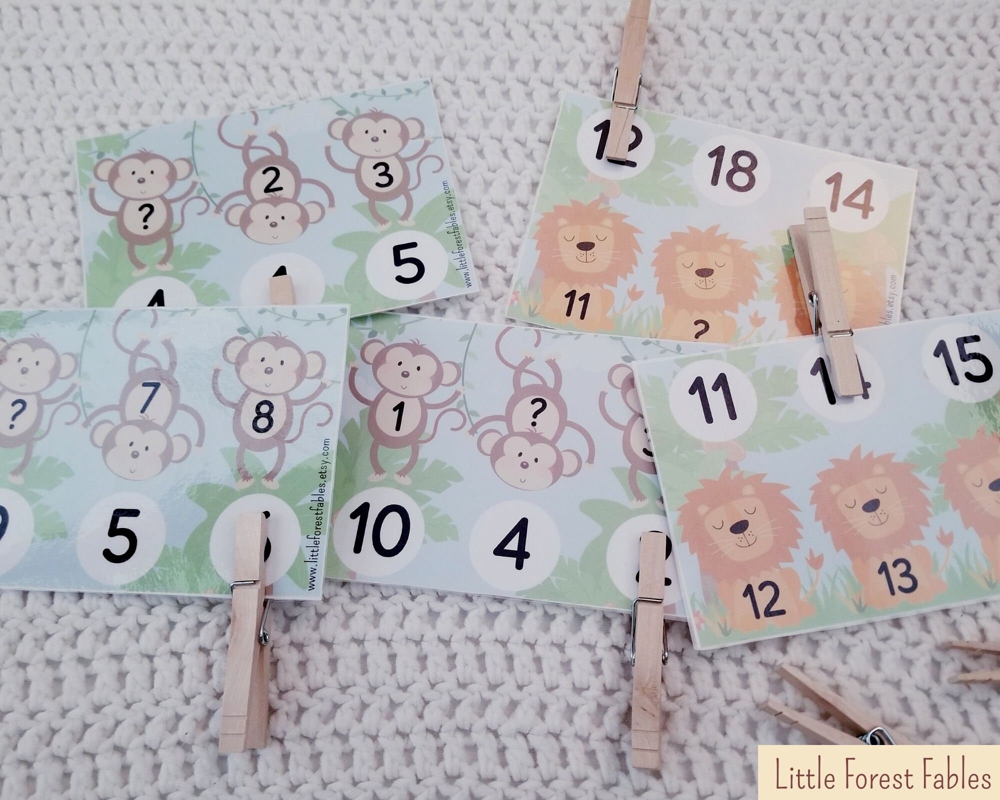 Jungle Animals Missing Numbers Clip Cards 1 to 20, Toddler Preschool ...