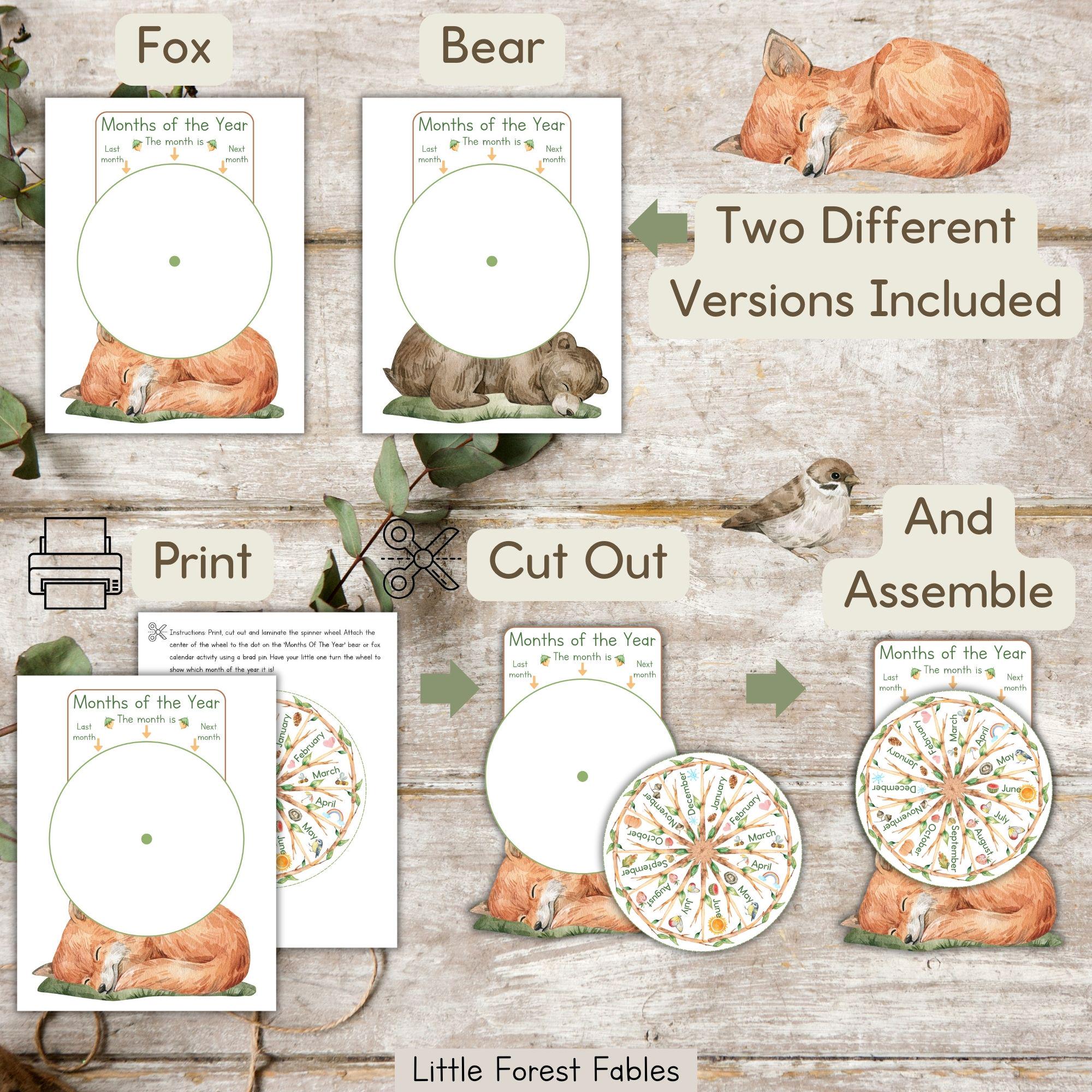 Months of the Year Preschool Calendar Wheels, Circle Time Printable for ...