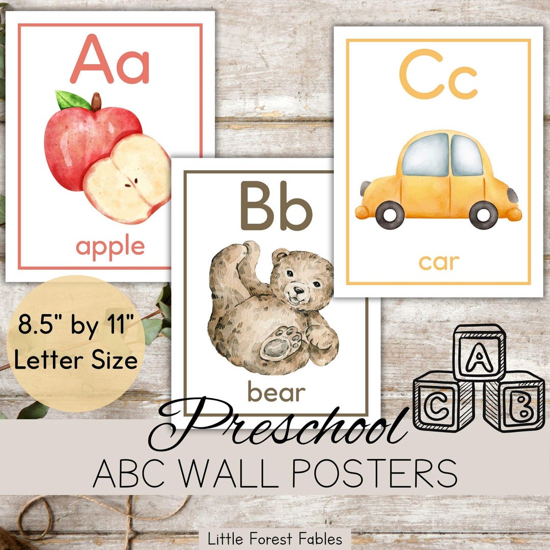 Preschool Alphabet Wall Posters, Preschool Letters ABC, Toddler Pre-k ...