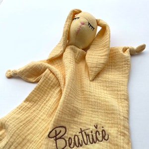 Personalized Bunny Comforter, Soft Sleeping Toy, Organic Muslin Baby ...