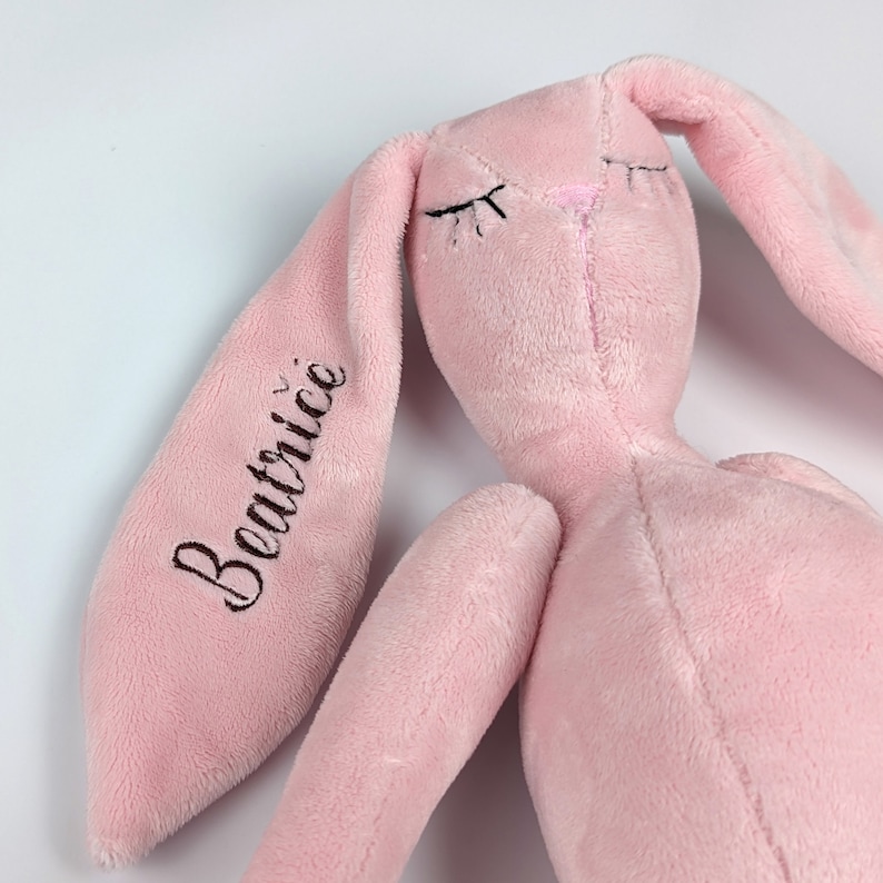 Personalized Sleeping Bunny Plush, Soft Minky Bunny, Customized Doudou ...