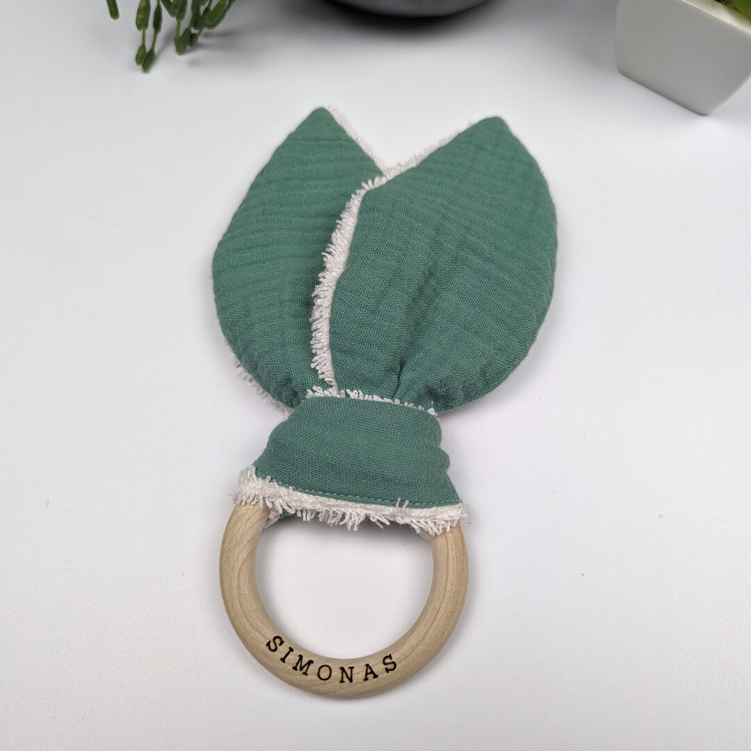 Personalized Baby Teether, Set of Wool Booties and Baby Teether ...