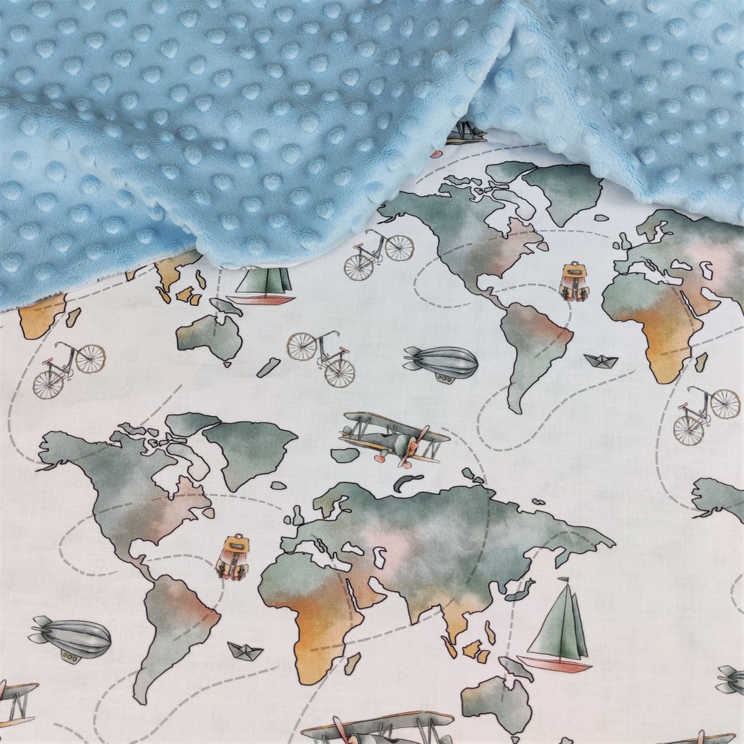 Map of the World, Personalized Baby Blanket, Baby Blanket Globe, Soft ...