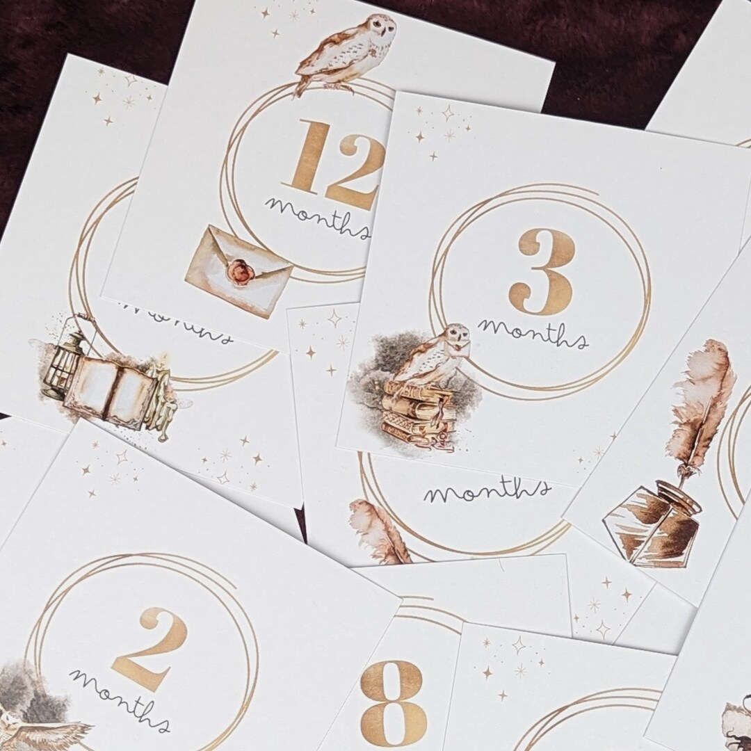 Baby Wizard Milestone Cards, Wizarding School Cards Set 1-12 Months ...