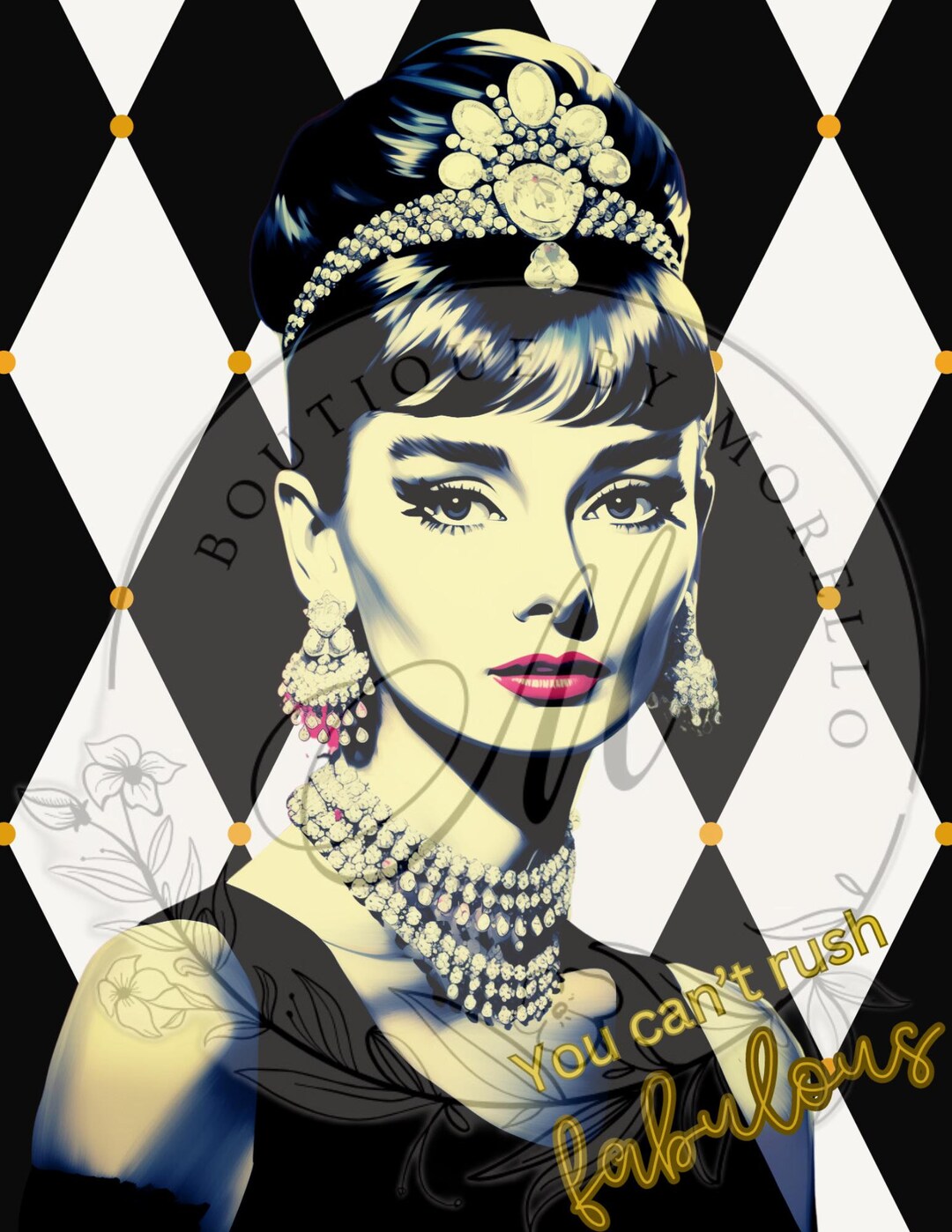 Harlequin Pop Art Diva, Classic Pearls, Retro, 50s, Whimsy Artwork ...