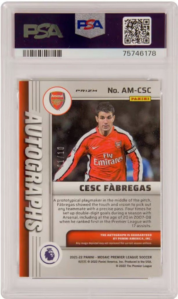 Cesc Fabregas Signed 2021-22 Mosaic Premier League Gold SP /10 Arsenal ...