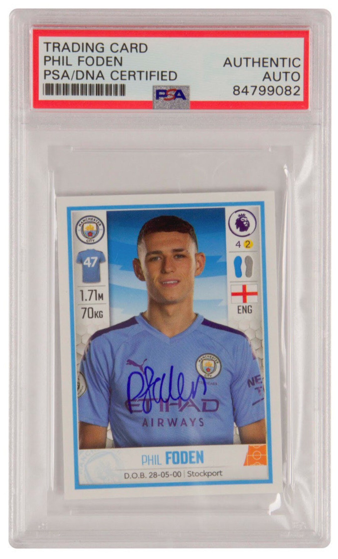 Phil Foden Signed 2020 Panini Premier League Rookie Sticker 365 PSA ...