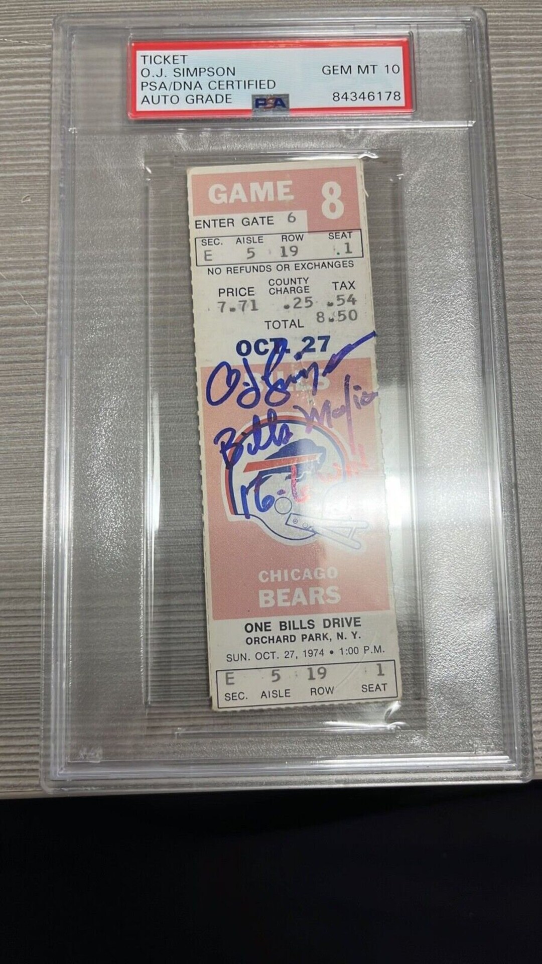 OJ Simpson Signed Ticket Inscribed 'bills Mafia, 16-6 Win' PSA 10 - Etsy