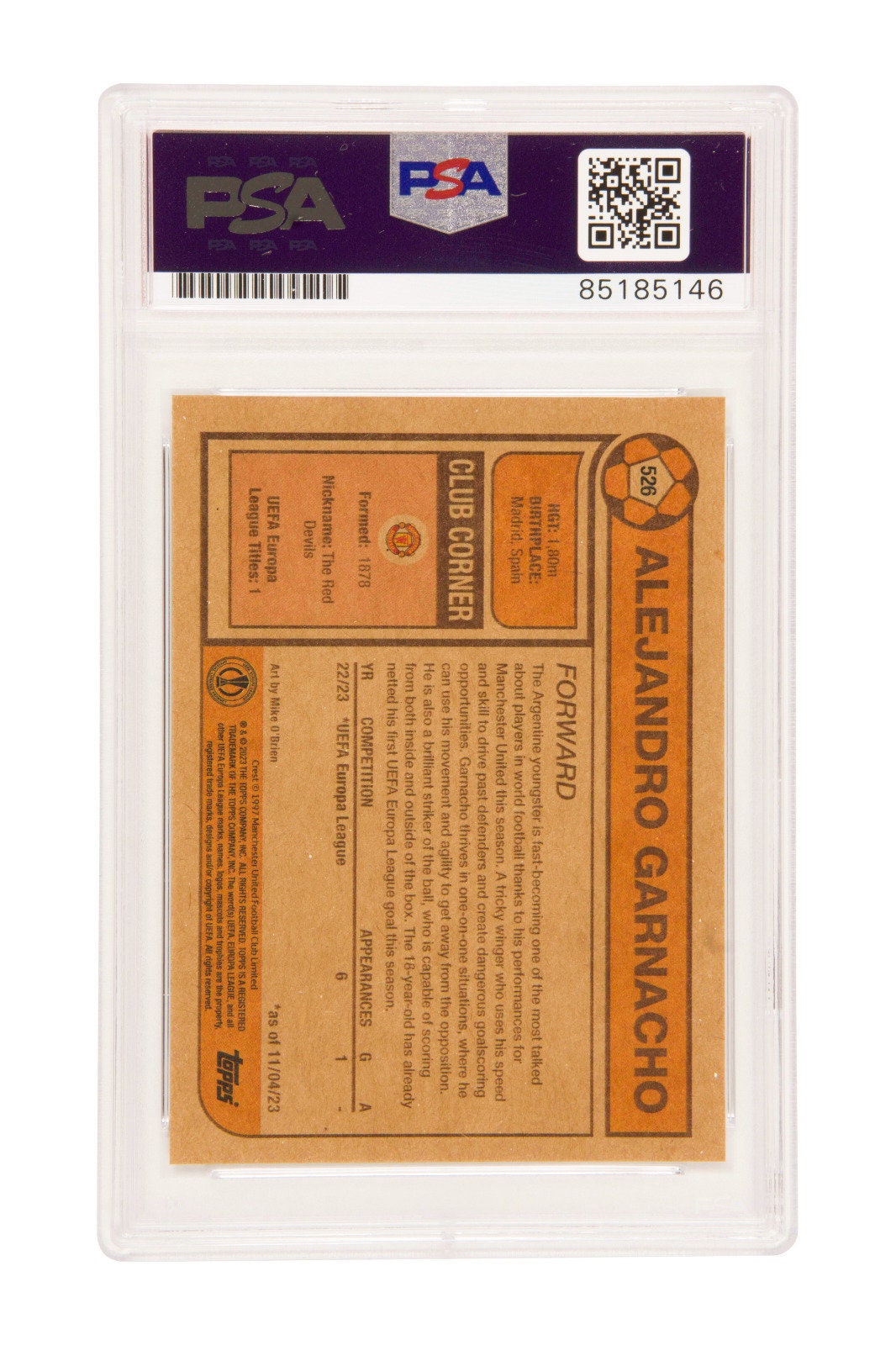 Alejandro Garnacho Signed Topps Living Set Rookie Soccer Card PSA ...