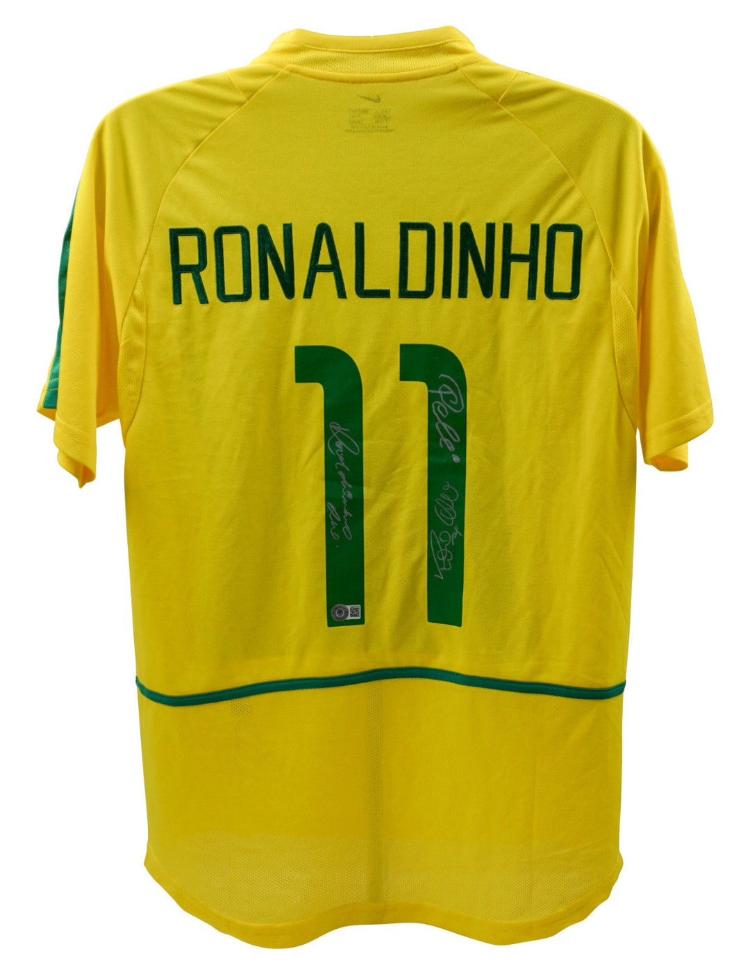 Ronaldinho, Ronaldo Nazario, Pele Signed Nike Brazil Jersey 11 Beckett ...