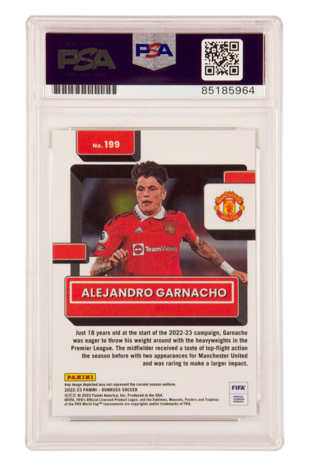 Alejandro Garnacho Signed 2022 Panini Donruss Optic Rated Rookie PSA ...