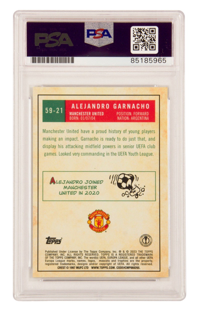 Alejandro Garnacho Signed Topps UCC Chrome Rookie Soccer Card PSA ...