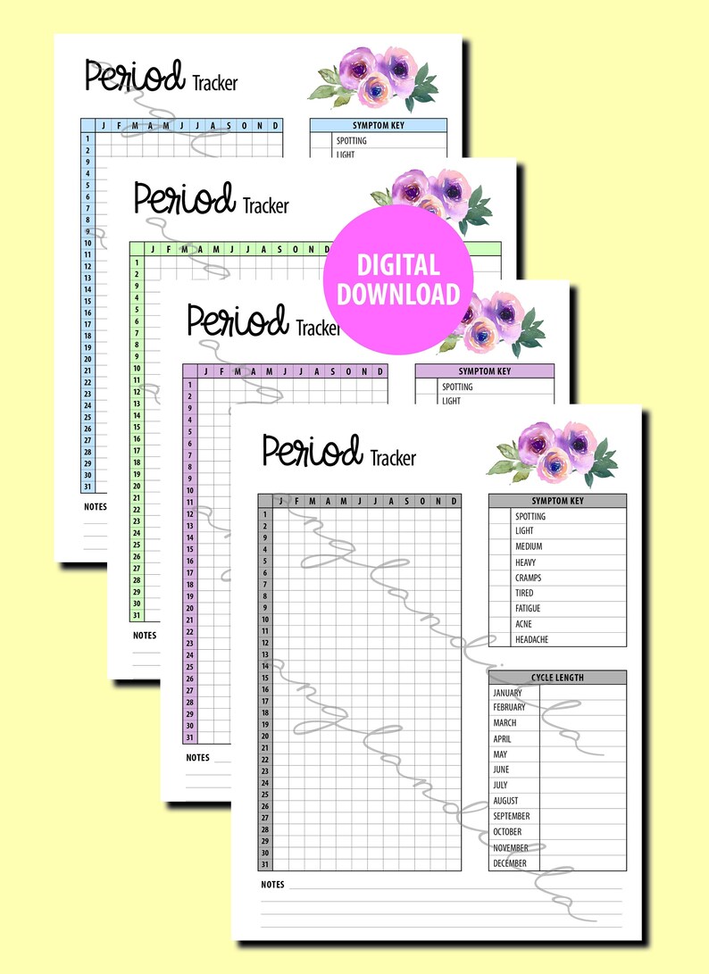 Period Tracker Printable PDF Digital Download - Etsy