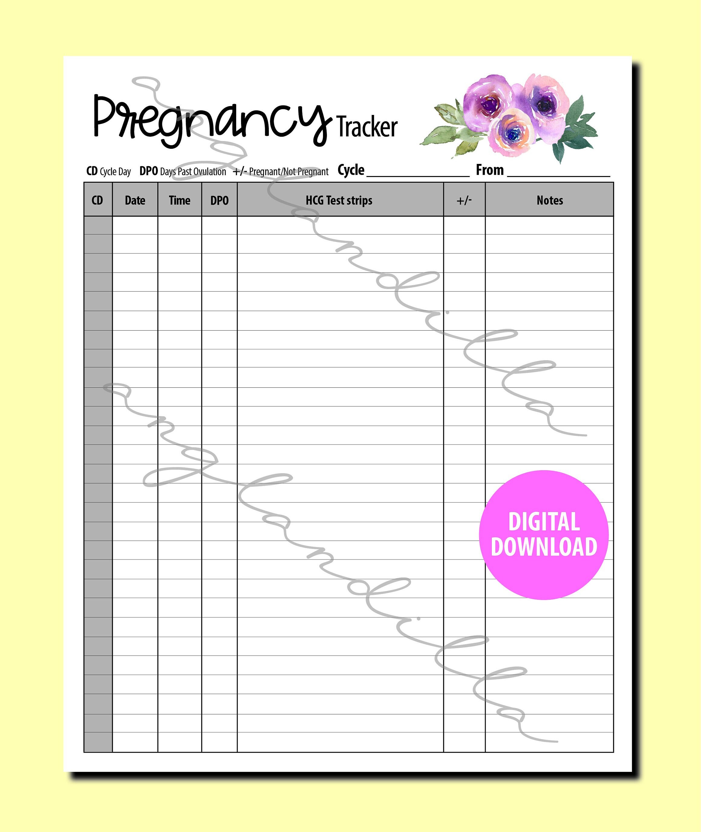 Pregnancy Tracker Printable PDF Digital Download - Etsy