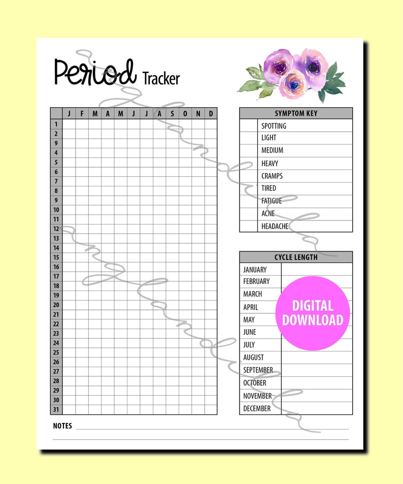 Period Tracker Printable PDF Digital Download - Etsy