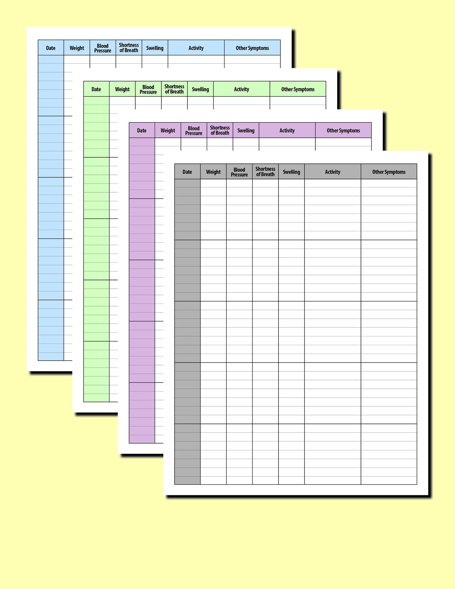 Heart Failure Weekly Log Tracker Blood Pressure Monitor Journal ...