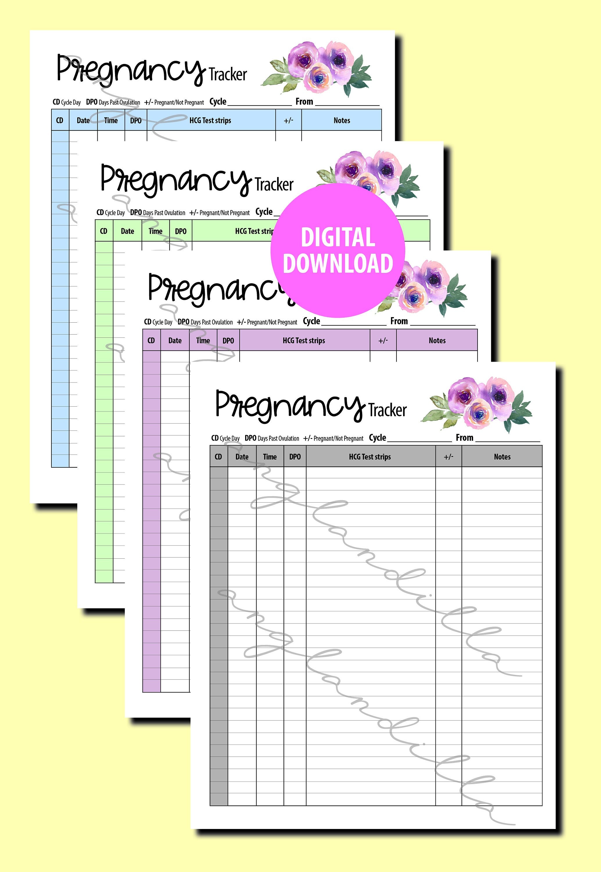 Pregnancy Tracker Printable PDF Digital Download - Etsy