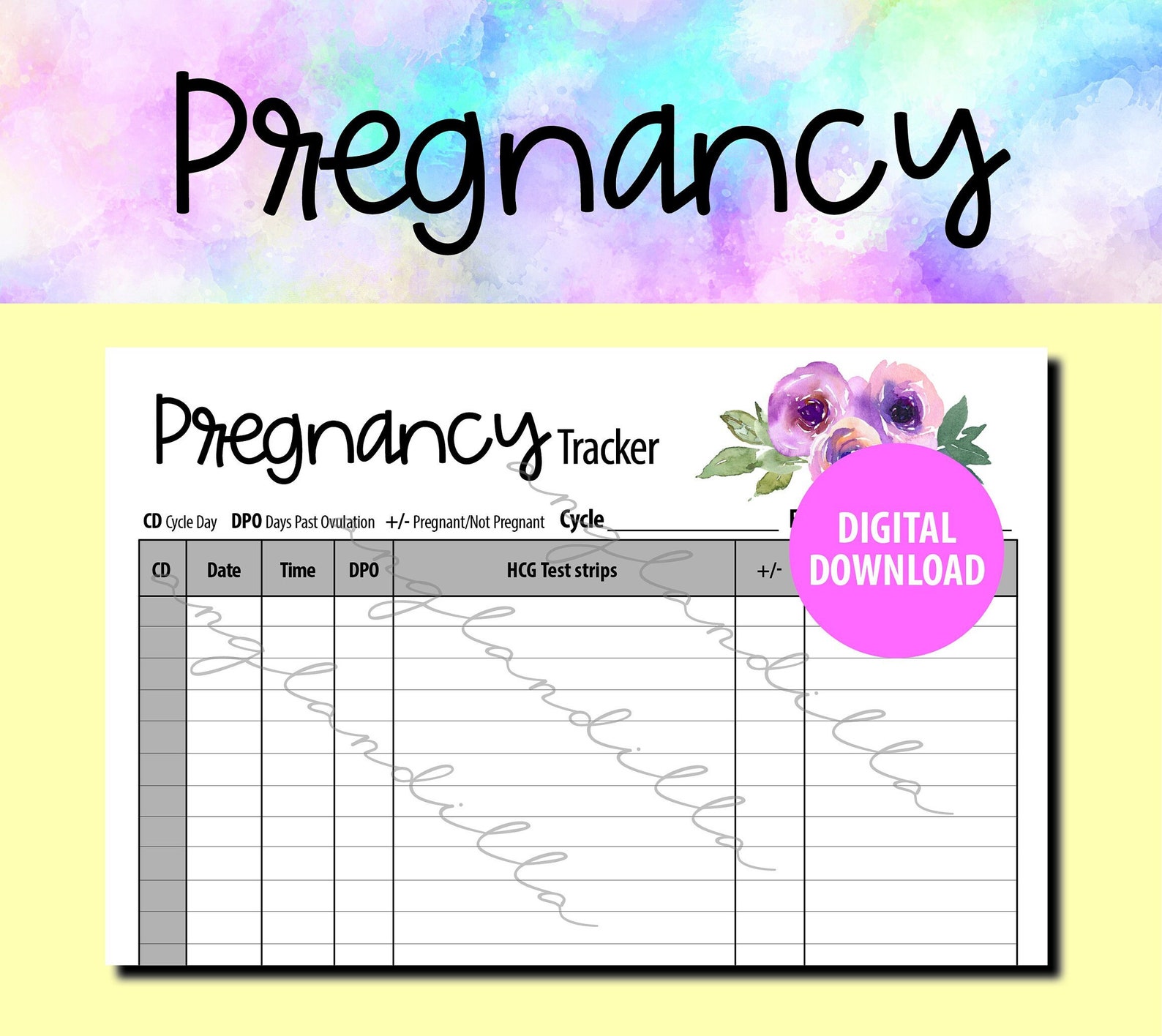 Pregnancy Tracker Printable PDF Digital Download - Etsy