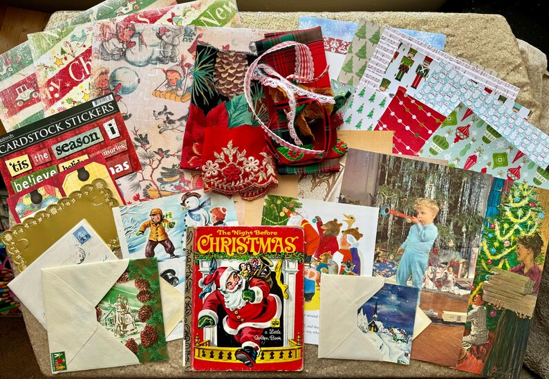 Vintage Christmas Little Golden Book Junk Journal Making Kit - Etsy