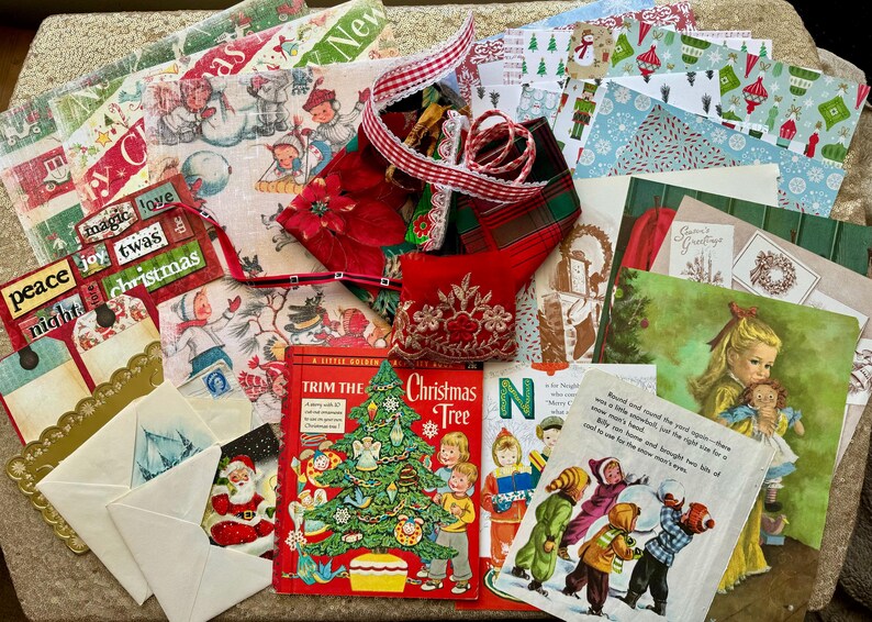 Vintage Christmas Little Golden Book Junk Journal Making Kit - Etsy