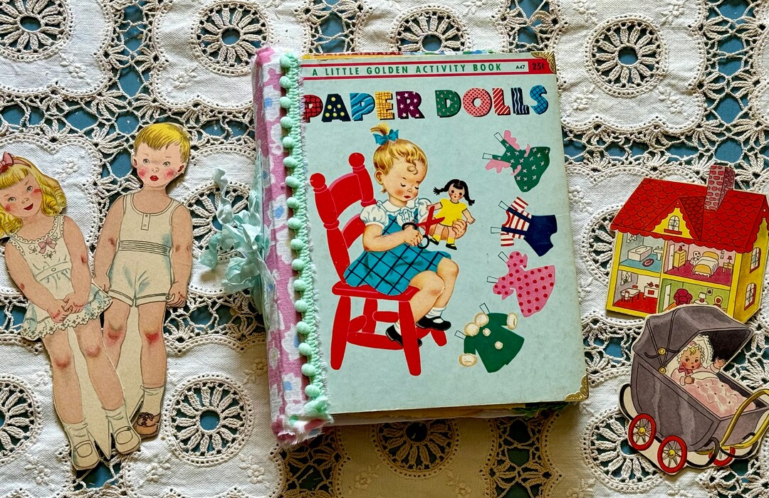 Vintage Little Golden Paper Dolls Junk Journal Scrapbook Memory Album ...