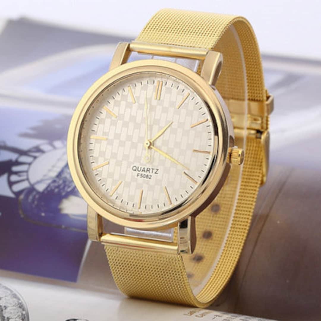 Watch Female Gold Mesh Belt,men's and Women's Watches,alloy Electronic ...