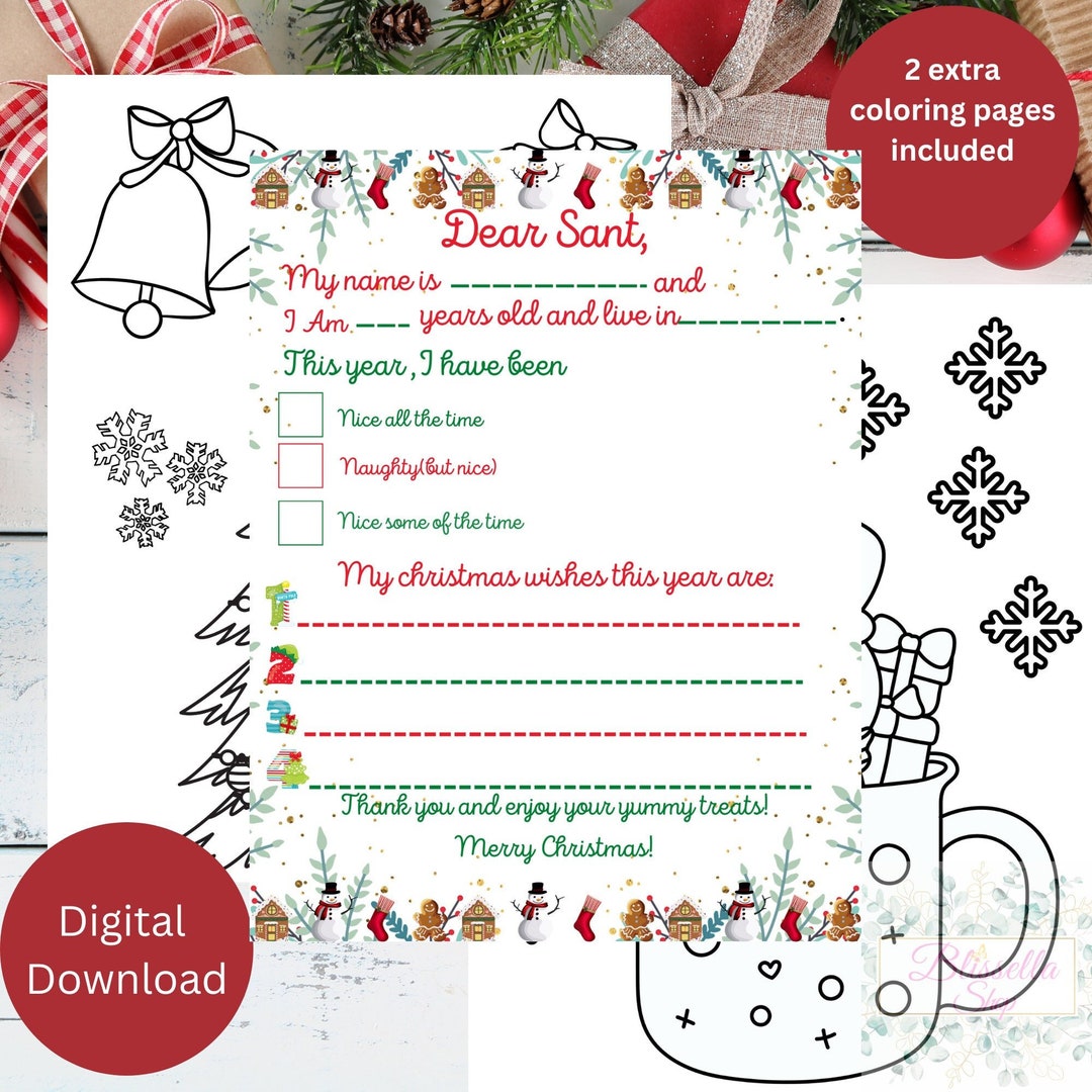 Letter to Santa, "dear Santa" for Christmas | Printable Letter to Santa ...