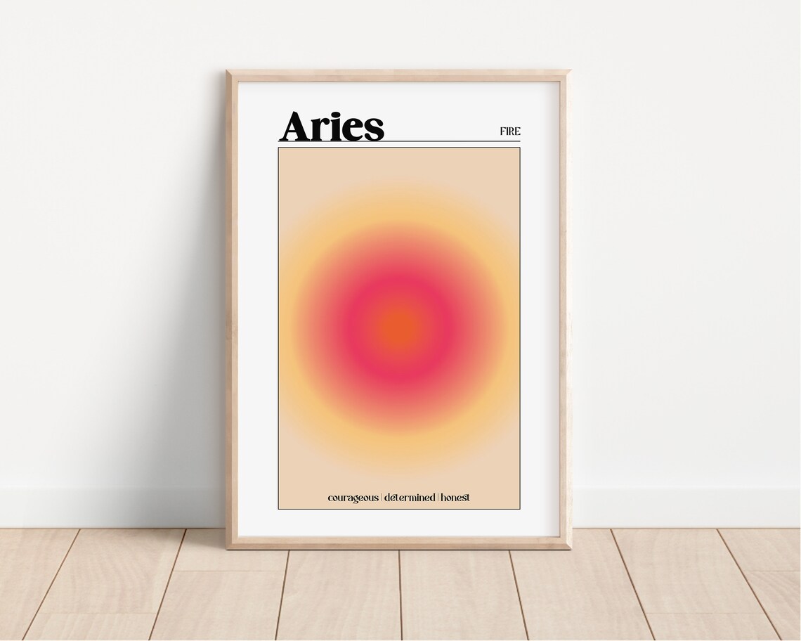 ARIES Spiritual Wall Art Gradient Print Star Sign Art Aura - Etsy