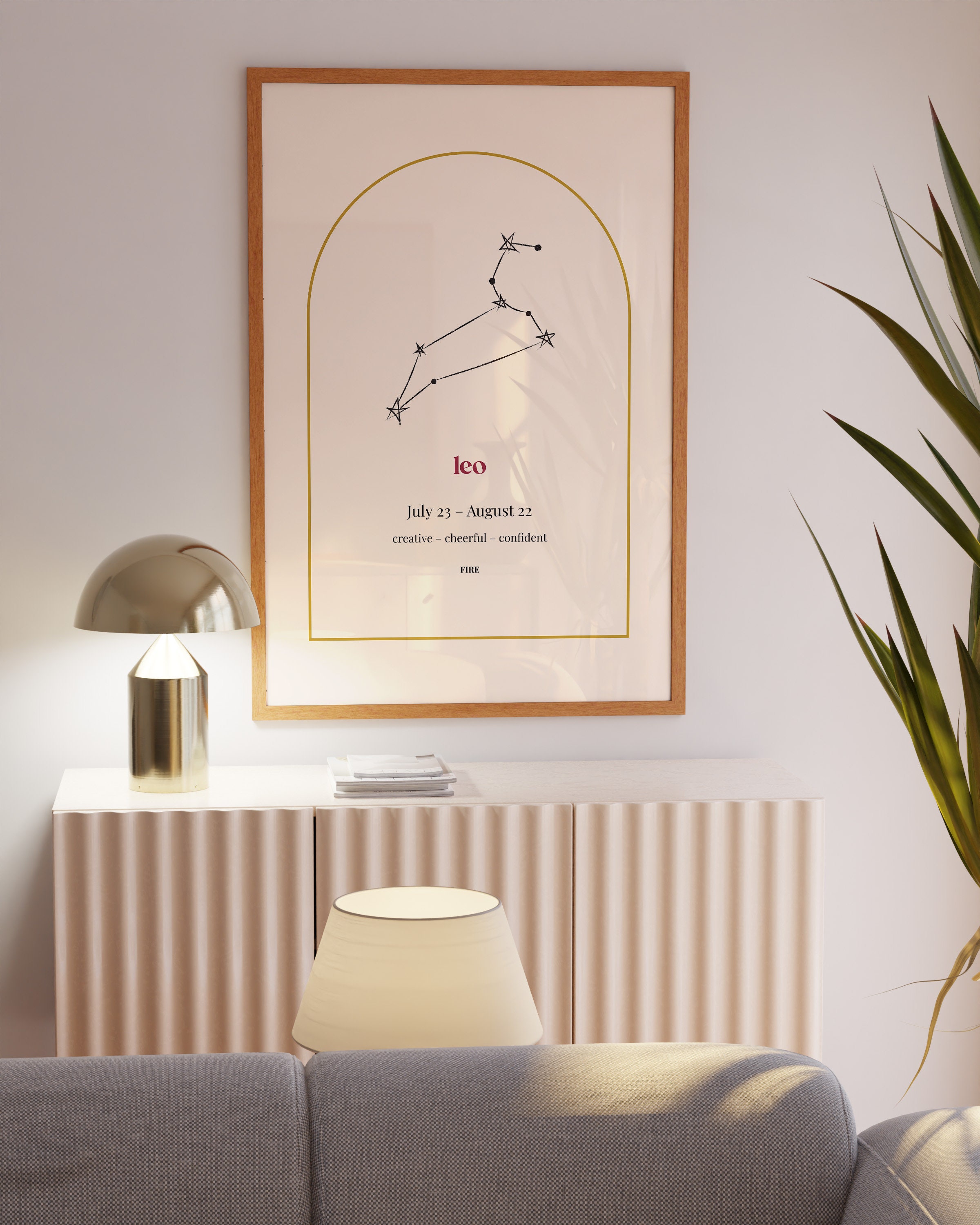 LEO Minimalist Beige Zodiac Poster, Horoscope Art, Constellation Art ...