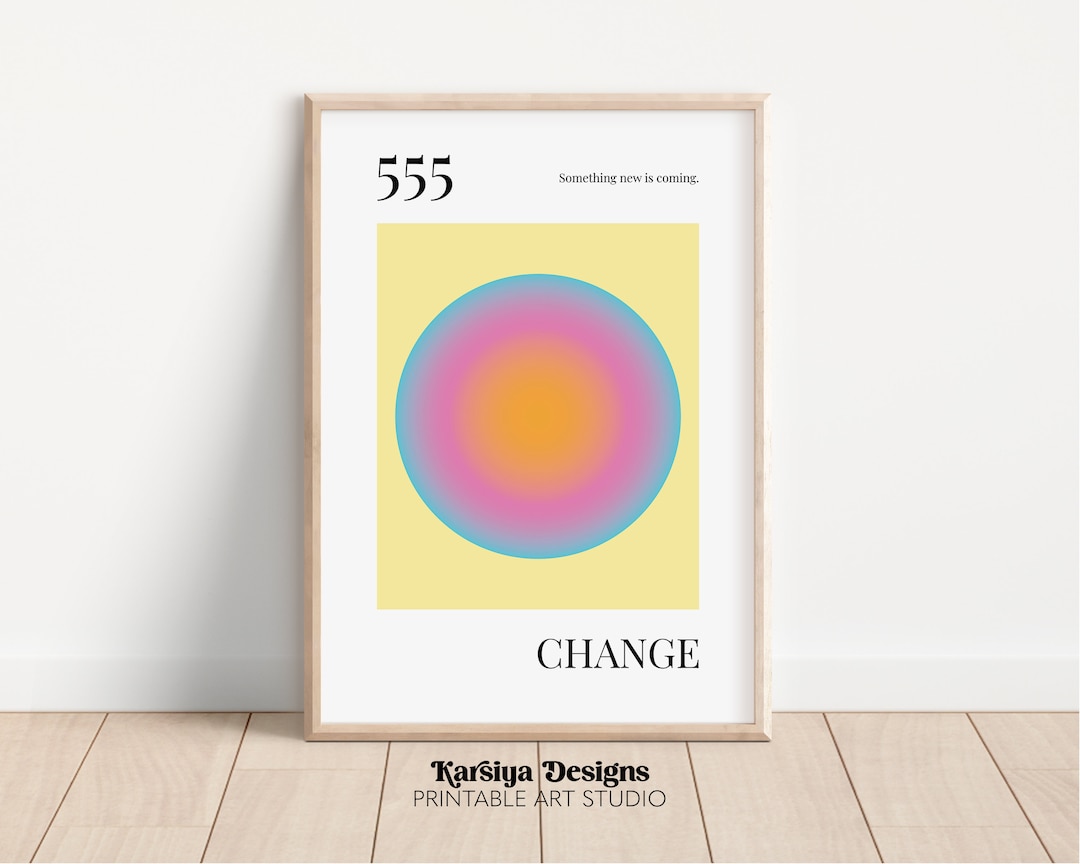 555 Angel Number Poster, Spiritual Poster, Gradient Print, Positive ...